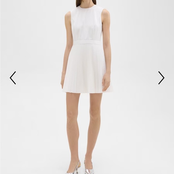 Theory | Dresses | Theory Pleated Mini Dress In Sleek Poplin | Poshmark